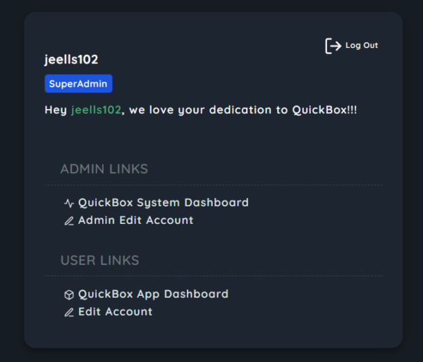 Login Screen - QuickBox.IO